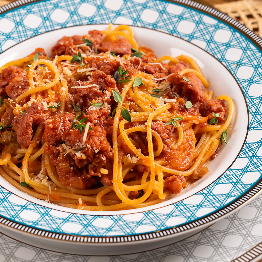 Spaghetti com Ragu de Linguiça | Orquídea